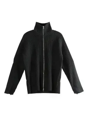 OMAR AFRIDI Zip-up Ribbed Cardigan - Black