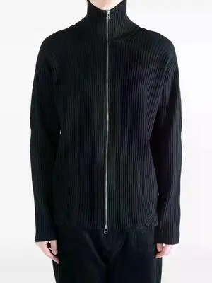 OMAR AFRIDI Zip-up Ribbed Cardigan - Black