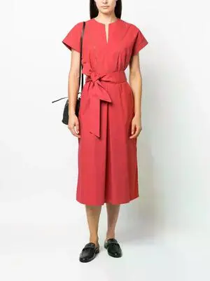 Brunello Cucinelli Cap-sleeve Belted Cotton Dress - Red