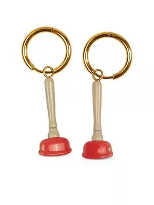 SELETTI X Toiletpaper Dangling Sink Plunger Earrings - Gold