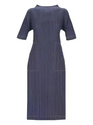 Issey Miyake Pleated Midi Dress - Blue