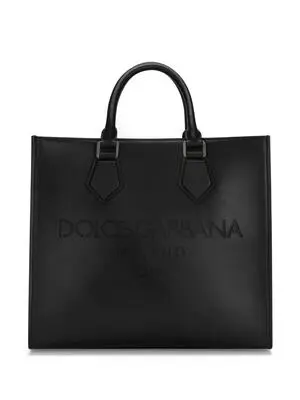 Dolce & Gabbana Logo-debossed Leather Tote - Black