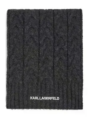 Karl Lagerfeld Logo Cable-knit Scarf - Grey