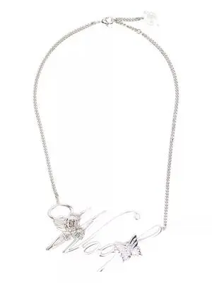Blumarine Rose And Butterfly Detail Necklace - Silver