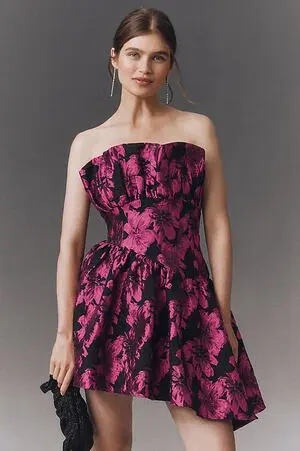ELLIATT Strapless Brocade Mini Dress