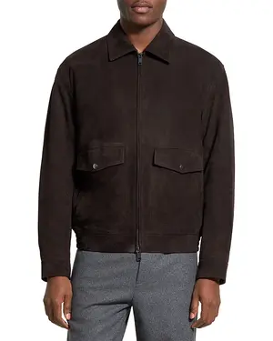 Theory Aviator Relaxed Fit Suede Jacket - Brownwood