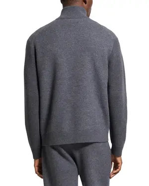 Theory Long Sleeve Relaxed Fit Wool Turtleneck Sweater - Dark Grey Melange