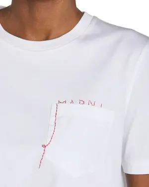 Marni High-low Crewneck Tee With Patch Pocket