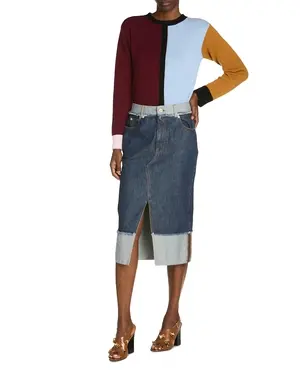 Marni Inside Out Denim Midi Skirt