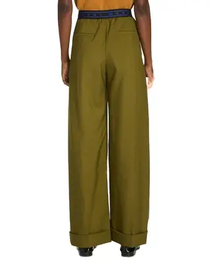 Marni Wool Logo Waistband Straight Pants