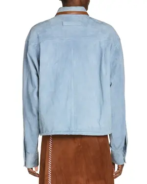 Marni Suede Drawcord Shirt - Sky