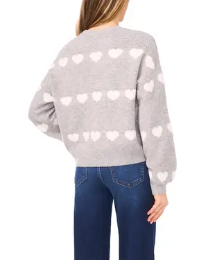 CECE DUPRAZ Heart Jacquard Crewneck Sweater - Light Heather Grey