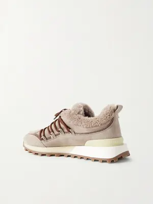 Brunello Cucinelli Bead-embellished Shearling Sneakers