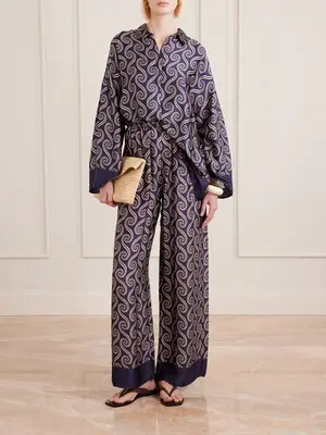 Faithfull The Brand Jensen Printed Satin Wide-leg Pants