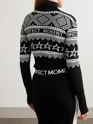 Perfect Moment Intarsia Merino Wool Zip-up Bodysuit