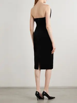 Khaite Sato Strapless Draped Velvet Column Dress
