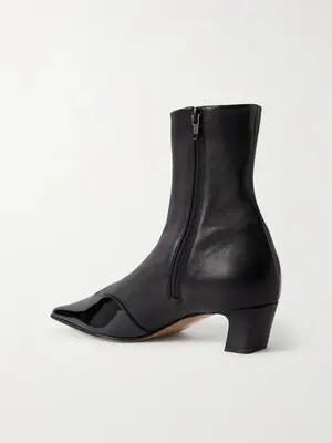 Khaite Nevada Patent-trimmed Leather Ankle Boots