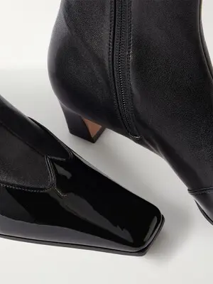 Khaite Nevada Patent-trimmed Leather Ankle Boots