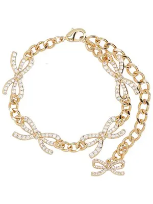 SELF-PORTRAIT Crystal Bow Bracelet - Gold