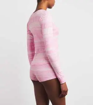 SKIMS Pointelle Henley Pyjama Set - Pink