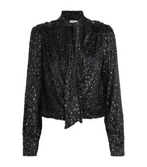 Simkhai Kayliegh Pussybow Blouse - Black