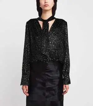 Simkhai Kayliegh Pussybow Blouse - Black