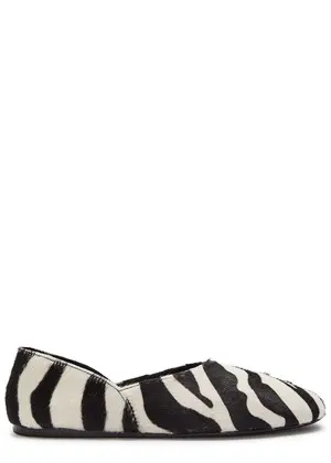 Khaite Jane Zebra-print Calf Hair Ballet Flats - Black And White