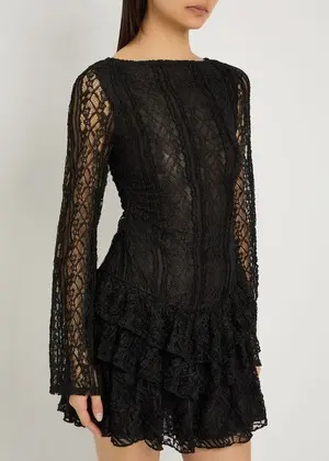 Free People Tabby Ruffled Lace Mini Dress
