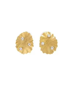 Ulla Johnson Embellished Shell Stud Earrings - Brass