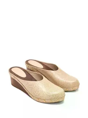 Farm Rio Floral-embossed Wedge Mules