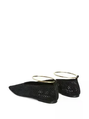 JIL SANDER Perforated Suede Ballerinas With Anklet - Black