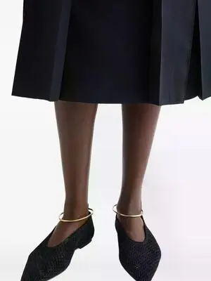 JIL SANDER Perforated Suede Ballerinas With Anklet - Black