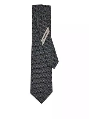 FERRAGAMO Gancini Jacquard Silk Tie - Blue