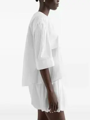 JIL SANDER Gathered Short-sleeves Poplin Shirt - White