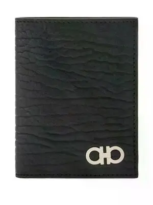 FERRAGAMO Textured Gancini Card Holder - Black