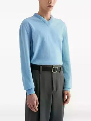 JIL SANDER V-neck Long Sleeve Sweater - Blue