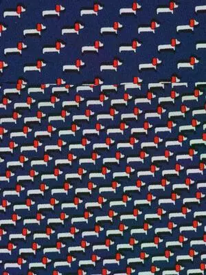 FERRAGAMO Dachshund Print Silk Tie - Blue