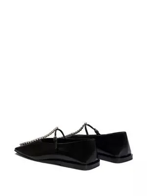 JIL SANDER Crystal-embellished Square-toe Ballet Flats - Black