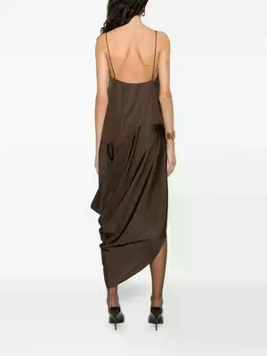 ST. AGNI Paper-taffeta Drape-detail Midi Dress