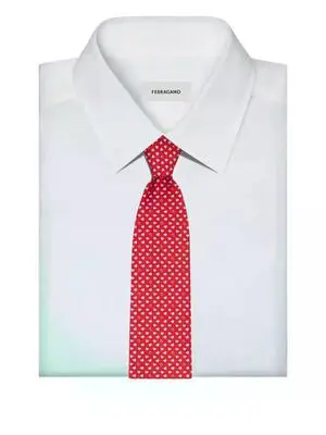 FERRAGAMO Silk Printed Neck Tie - Red