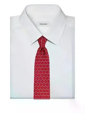 FERRAGAMO Hockey Print Silk Neck Tie - Red