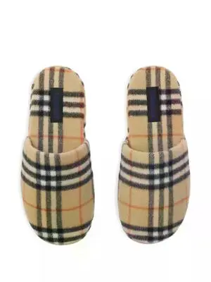 Burberry Checked Slippers - Neutrals