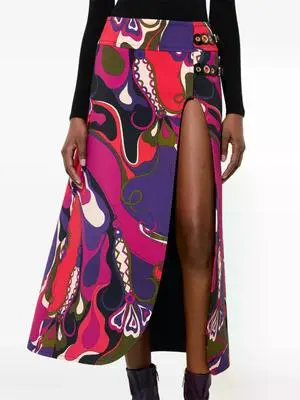 Emilio Pucci Orchidee Print Midi Skirt