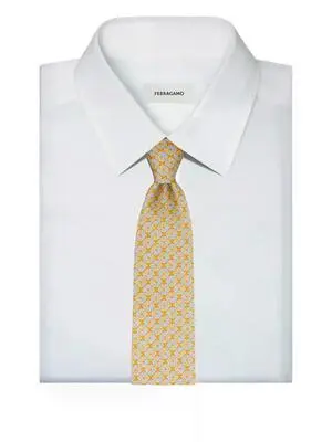 FERRAGAMO Printed Silk Necktie - Yellow