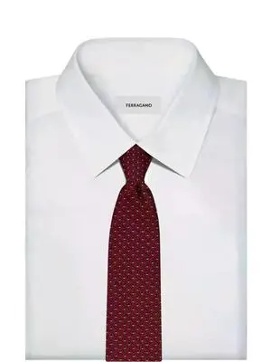 FERRAGAMO Gancini Jacquard Neck Tie - Red