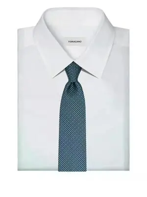 FERRAGAMO Printed Silk Neck Tie - Blue