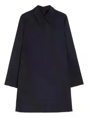 JIL SANDER Pointed-collar Wool Gabardine Mini Dress