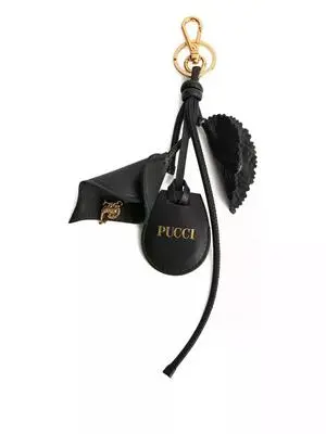 Emilio Pucci Leaf Charm Keyring Tag Holder - Black