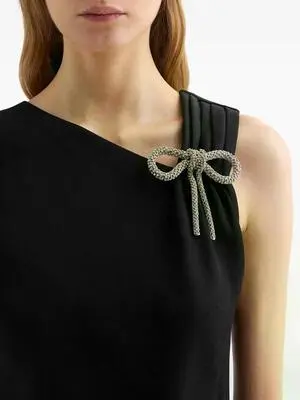 JIL SANDER Jewel Bow Asymmetrical Hem Dress - Black
