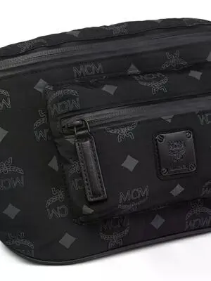 Mcm Fursten Monogram-pattern Belt Bag - Black